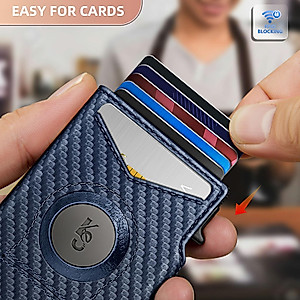 KEMISANT Airtag Wallet Men,Mens Slim Front Pocket Wallet Money Clip Standard or Apple Airtag Use 3.8"×2.8"×0.9"