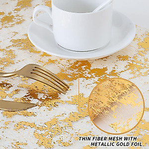 Gold Table Runner 11" x 360", Plentiful Sequin Glitter Foil Metallic Thin Mesh Table Runner Roll Can Meet Your Different Needs, Gold Table Runner for Birthday Party Wedding Christmas Table Decor