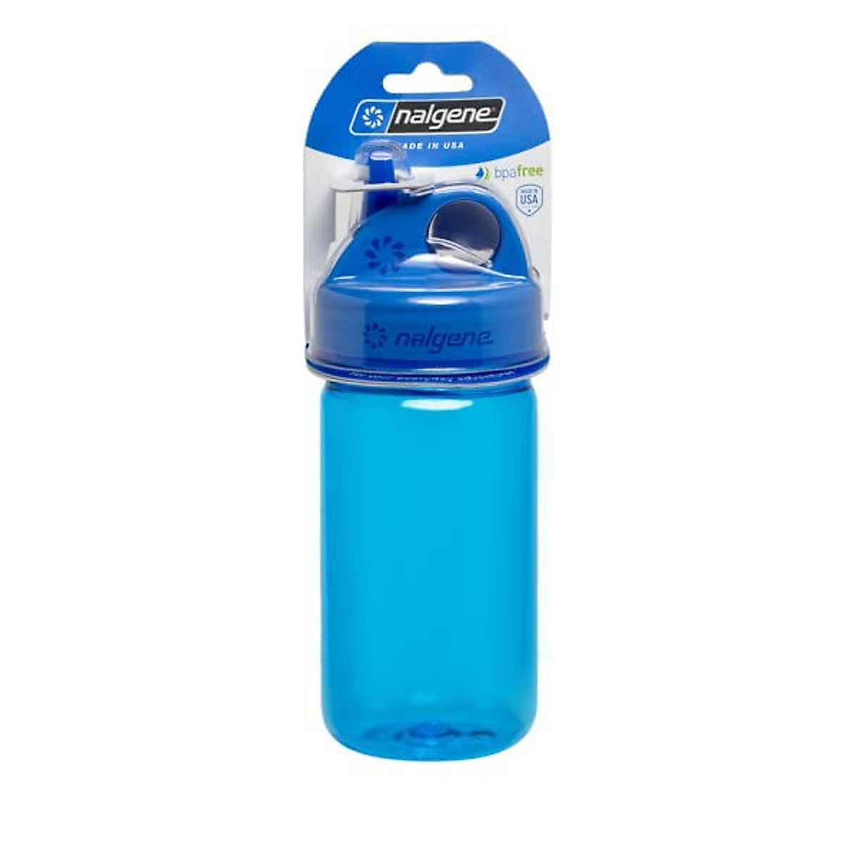 Nalgene Kids Sustain Grip-N-Gulp Water Bottles Made with Material Derived from 50% Plastic Waste, Leak Proof Sippy Cup, Durable, BPA and BPS Free, Dishwasher Safe, Reusable, 12 Ounces, Blue