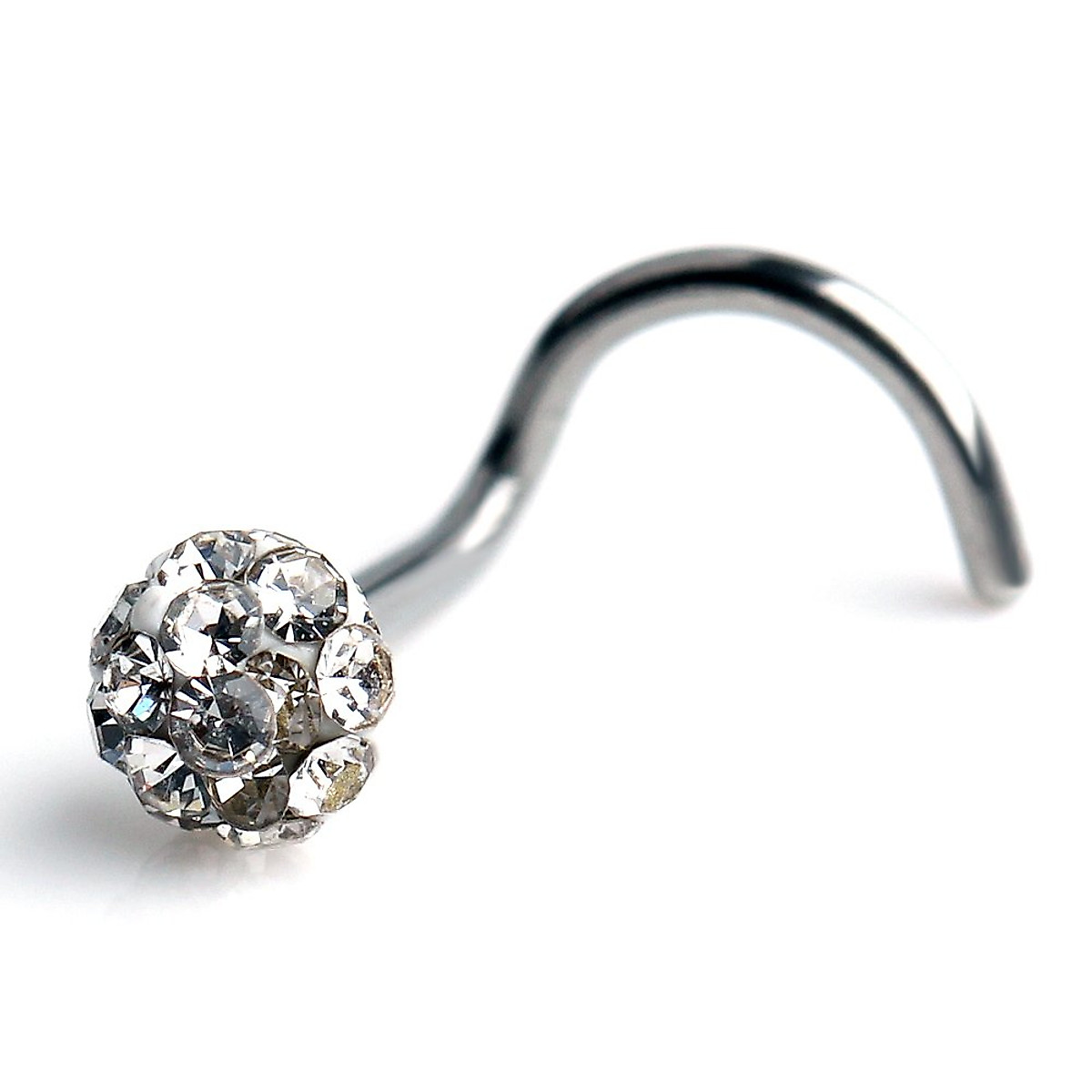 Ruifan 3PCS 18G Surgical Steel Clear & Colorful & Acid Gem Crystal Screw Nose Studs Ring Piercing Jewelry