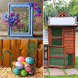 Aboofx Green Chicken Wire for Floral Arrangements, 40 x 13.7 inch Chicken Wire Mesh, Hexagonal PVC Coated Galvanized Iron Wire for Garden, Chicken Wire Fencing with 20 Zip Ties and 1 Pair of Glove