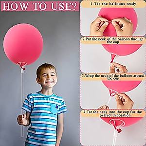 50 Pieces Balloon Sticks With Cups for Bobo Balloons 16" Balloon Holders for Big Latex Stuffing Clear Balloons and Foil Balloons Decorations