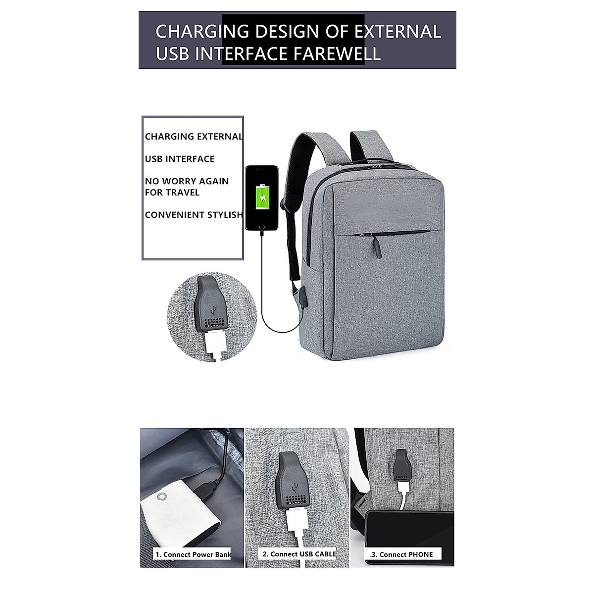 N+B Lightweight Carrying Case for PS 5, Protective Shoulder Bag, Charging Design of External USB Interface, Waterproof, Shockproof, Travel Backpack (Gray)