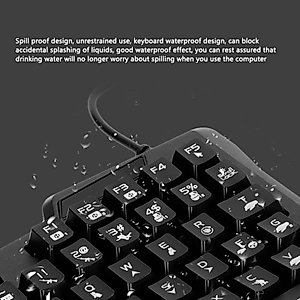 wendeekun One Handed Gaming Keyboard, 35 Keys Gaming Keyboard Mechanical,Waterproof Wide Palm Rest Black Single Handed Keyboard for Computer Mobile Games