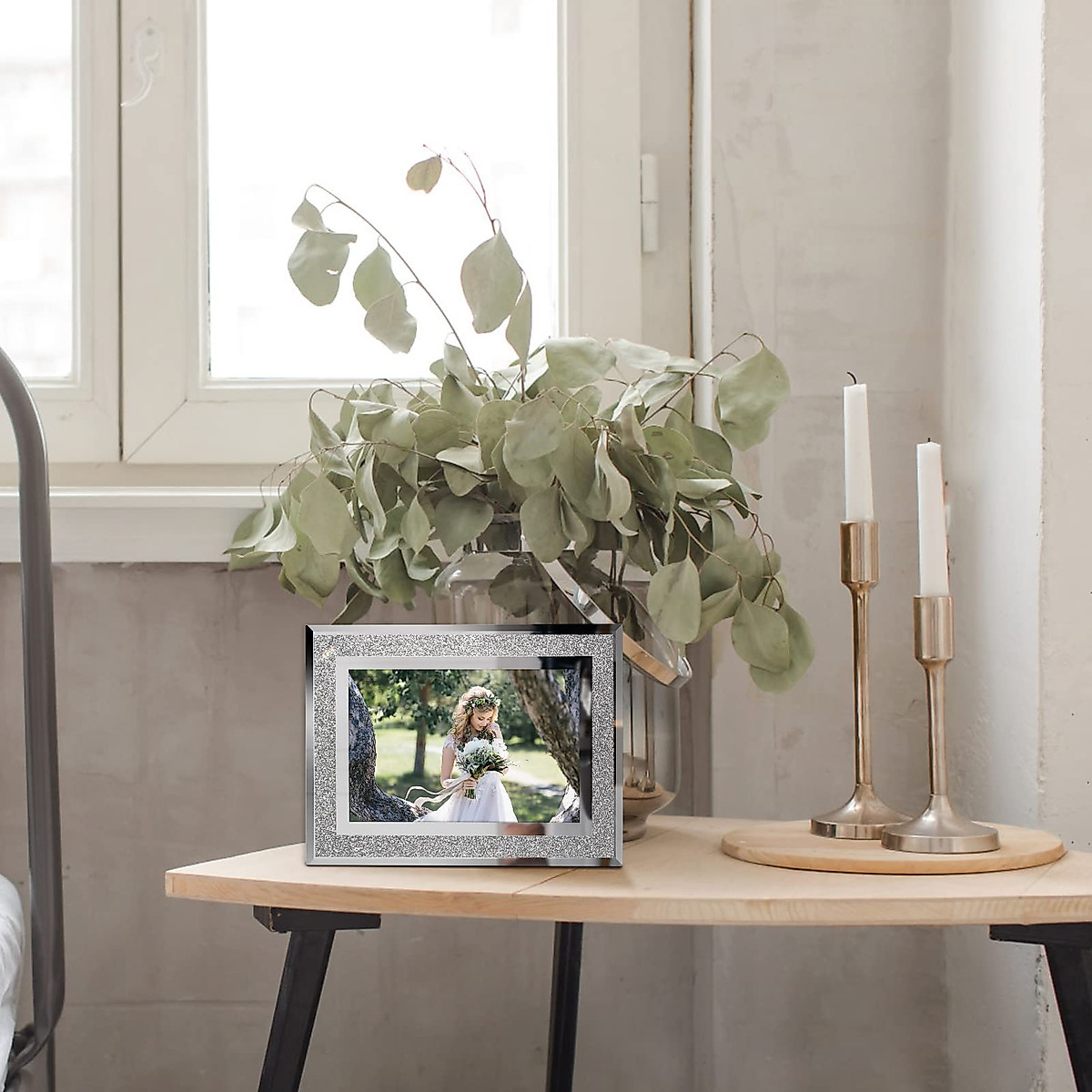 Calenzana 4x6 Picture Frame Sparkle Glass Photo Frames Set for Tabletop, 2 Pack