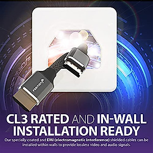 Fosmon HDMI 2.1 Cable 8K@60Hz 1ft, Premium Certified in-Wall CL3 Rated, 48Gbps Ultra High Speed, 4K@120Hz, Dynamic HDR, HDCP 2.3, 3D, eARC, 30AWG Cotton Braided Compatible with UHD TV, Monitor