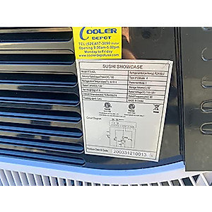 Refrigerated Sushi Display Cooler Case Countertop Black Color-53" Commercial Refrigerator NSF Restaurant Curved Glass Sashimi Roll Showcase 52 Liter Japanese Style 5 pan Deli Display Case -RTS52B