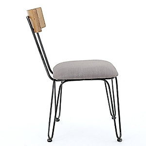 Christopher Knight Home Orval Metal Chairs with Cushions, 2-Pcs Set, Black / Grey