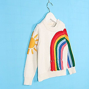 Wennikids Toddler Boys Girls Kids Rainbow Knit Pullovers Sweater Outwear Clothes Medium