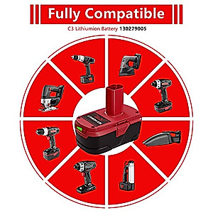 Upgraded 7.0Ah Replacement for Craftsman 19.2 Volt Battery Lithium ion C3 Compatiable with 19.2V DieHard 130279005 11375 11376 120235021 1323517 315.113753 1323903 130211004 11045 315.115410 2Packs