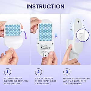 LiBa Fly Trap Indoor for Home, Plug-in Flying Insect Trap for Flies, Fruit Flies, Moths, Gnats, Mosquito Killer Insect Catcher Fly Tapper with 3 Refill Glue Cards for Home Office