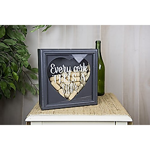Boston Warehouse Shadowbox Wine Cork Holder Every Cork Tells A Story 10-Inch Gray
