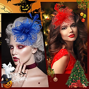 4 Pieces Fascinators Hat Flower Mesh Fascinators for Women Girls Tea Party Wedding Feather Headband Cocktail Hair Clip