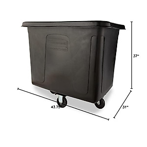 Rubbermaid Commercial MDPE 102.9-Gallon Laundry and Waste Collection Cube Truck, Rectangular, 31-Inch Width x 43-3/4-Inch Depth x 37-Inch Height, Black (FG461600BLA)