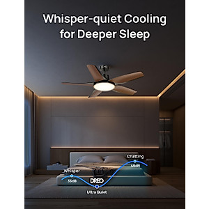 Dreo Smart Ceiling Fans with Lights, Low profile Ceiling Fan with Alexa/App, 52'' Dimmable Lighting & Color Tuning, RGB Ambient Light for Living Room, Game Room, Easy Installation, Quiet, Black