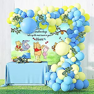 Cartoon Classic Bear Backdrop for Baby Shower Decorations Honey Heart Balloon Its Friends Background Girls Party Supplies Cake Table Banner Kids Photography Studio Props, 7x5FT(210x150cm)