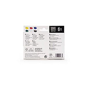 Liquitex BASICS Acrylic Paint Set, 6 x 22ml Tube Paint Set, Primary, Blue,Color Mixing,Green,White, 0.7 Fl Oz (Pack of 6)