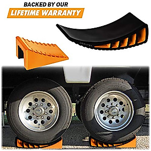 CARMTEK Camper Leveler 2-Pack Kit | Curved RV Levelers with Trailer Wheel Chocks for Dual Axle Trailers | Faster RV Leveling System Than RV Leveling Blocks | RV Accessories for Travel Trailers