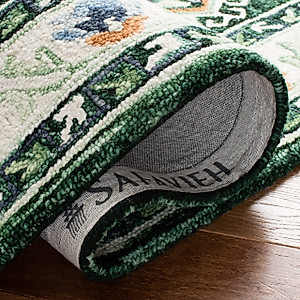 SAFAVIEH Aspen Collection Accent Rug - 3' x 5', Green & Ivory, Handmade Moroccan Boho Tribal Wool, Ideal for High Traffic Areas in Entryway, Living Room, Bedroom (APN706Y)