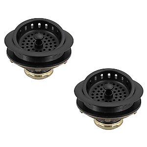 Westbrass A2145-62 3-1/2" Post Style Large Kitchen Sink Basket Strainer, Matte Black
