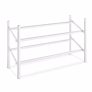 Whitmor, White 2-Tier Expandable and Stackable Shoe Rack