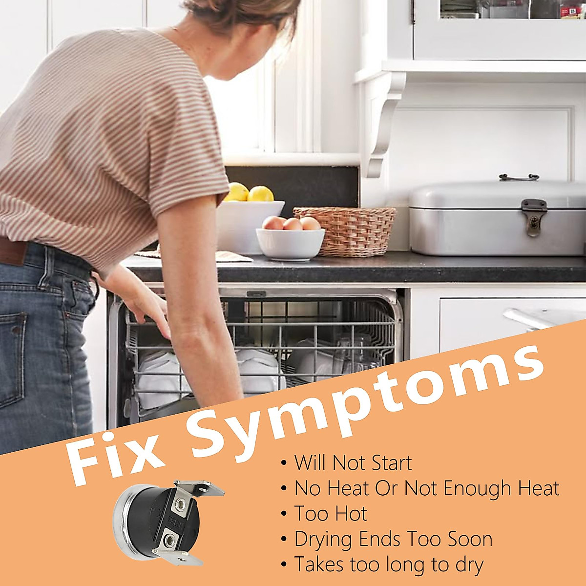 W10339563 Thermostat Replacement for Whirlpool Dishwashers W10195091 WPW10195091 PS11750035 Compatible with Multiple Models