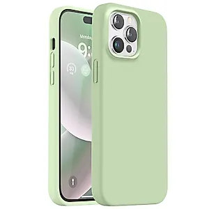 Vooii Compatible with iPhone 14 Pro Max Case, Upgraded Slim Liquid Silicone Case, [Anti-Scratch Soft Microfiber Lining] Full Covered Soft Gel Rubber 14 Pro Max iPhone Case 6.7 inch - Matcha