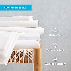 Linenspa 600 Thread Count Ultra Soft, Deep Pocket Cotton Blend Sheet Set - Full - White