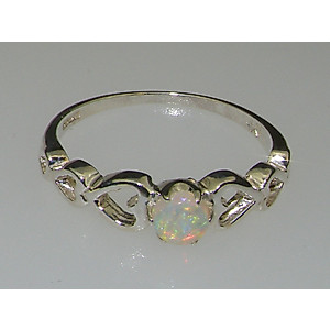 LetsBuyGold 925 Sterling Silver Real Genuine Opal Womens Solitaire Ring - Size 11