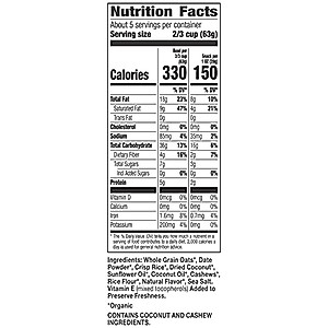 Cascadian Farm Organic Granola with No Added Sugar, Coconut Cashew Cereal, Resealable Pouch, 11 oz.