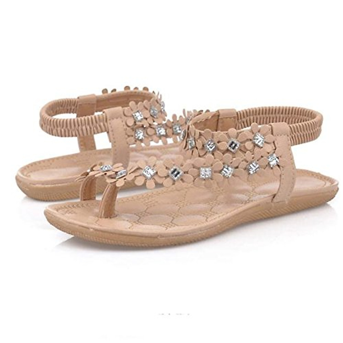 Highly Recommend Great Value Flip-Flop Women Summer Bohemia Flower Beads Flip-Flop Shoes Flat Sandals