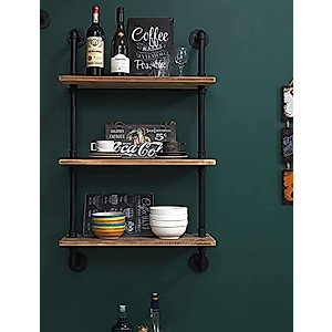 HDDFER Industrial Pipe Bathroom Shelves Shelving with Wood 24 Inch,Rustic Wall Shelves,Industrial Shelves Floating Pipe Shelves Over Toilet for Farmhouse Bathroom Shelves Pipe Wall Shelf Mounted