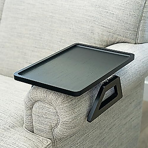 Shamrock Home Bamboo Couch Arm Table, Clip On Tray Sofa Table for Couches. Sofa Arm Tray for TV Dinners, Remotes, Drinks, Snacks and Small Spaces - 15.75 x 11inch, Black
