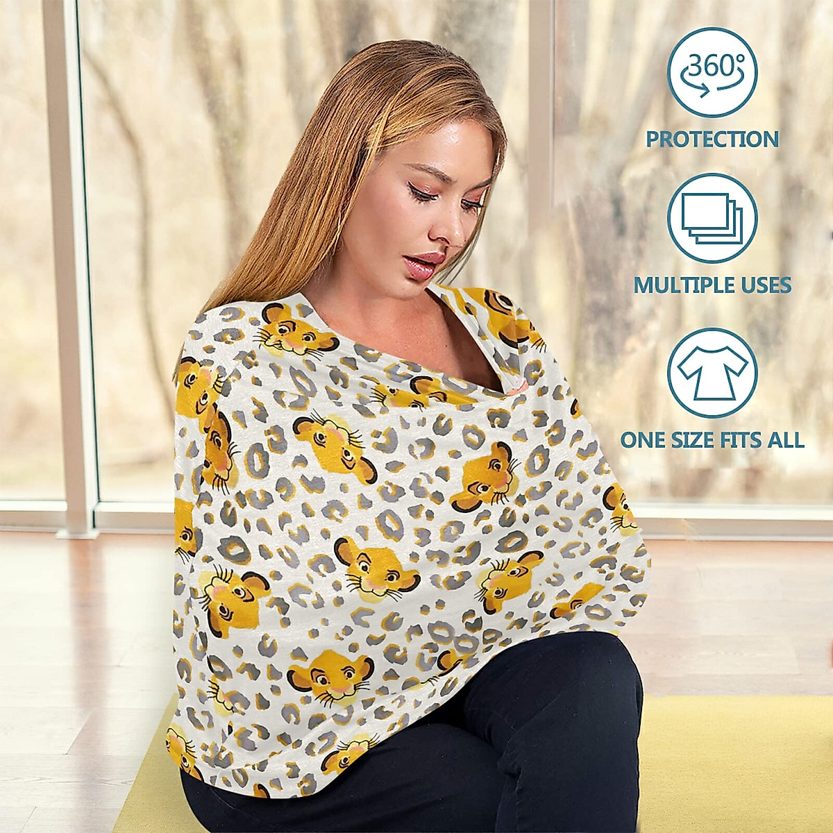 Car Seat Covers for Baby Lion Leopard Nursing Cover Breastfeeding Cover Scarf, Soft Stretchy Carseat Canopy Cover Multi-Use Breathable Stroller Cover for Baby Boy Girl Gifts