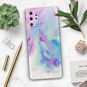 DesignSkinz Marbleized Soft Blue V32 Protective Vinyl Decal Wrap Skin Cover Compatible with The Samsung Galaxy S20 (Screen Trim & Back Glass Skin)