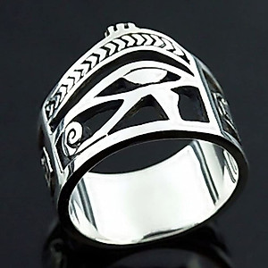 TURTLEDOVE Eye of Horus Ring - Stainless Steel Ring with Egyptian Ankh Cross and Eye of Horus (9)