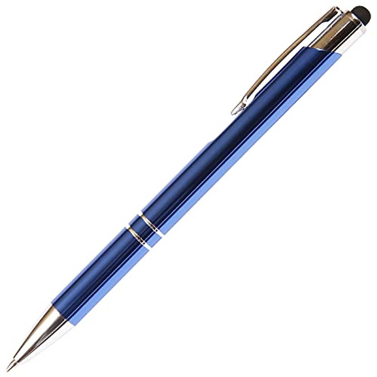 Blue JJ Ballpoint Pen with Stylus - Black Ink Refill, Medium Tip Point