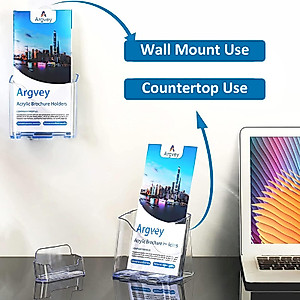 Acrylic Brochure Holder, 6-Pack Plastic Trifold 4 Inches Wide Pamphlet Holder Wall Mount/Countertop Organizer for Display Flyer, Booklet, Document, Literature