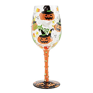 Enesco Lolita Halloween Spook-Tacular Hand-Painted Artisan Wine Glass, 15 Ounce, Multicolor