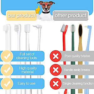 VVHOMIFE Small Dog Toothbrush Kit,Puppy Tooth Brushing Kit, Suitable for All Puppy and Samll Dogs Dental Care. White, Soft Bristles, Meet All Cleaning Needs, Multi-Functional Dental Cleaning.
