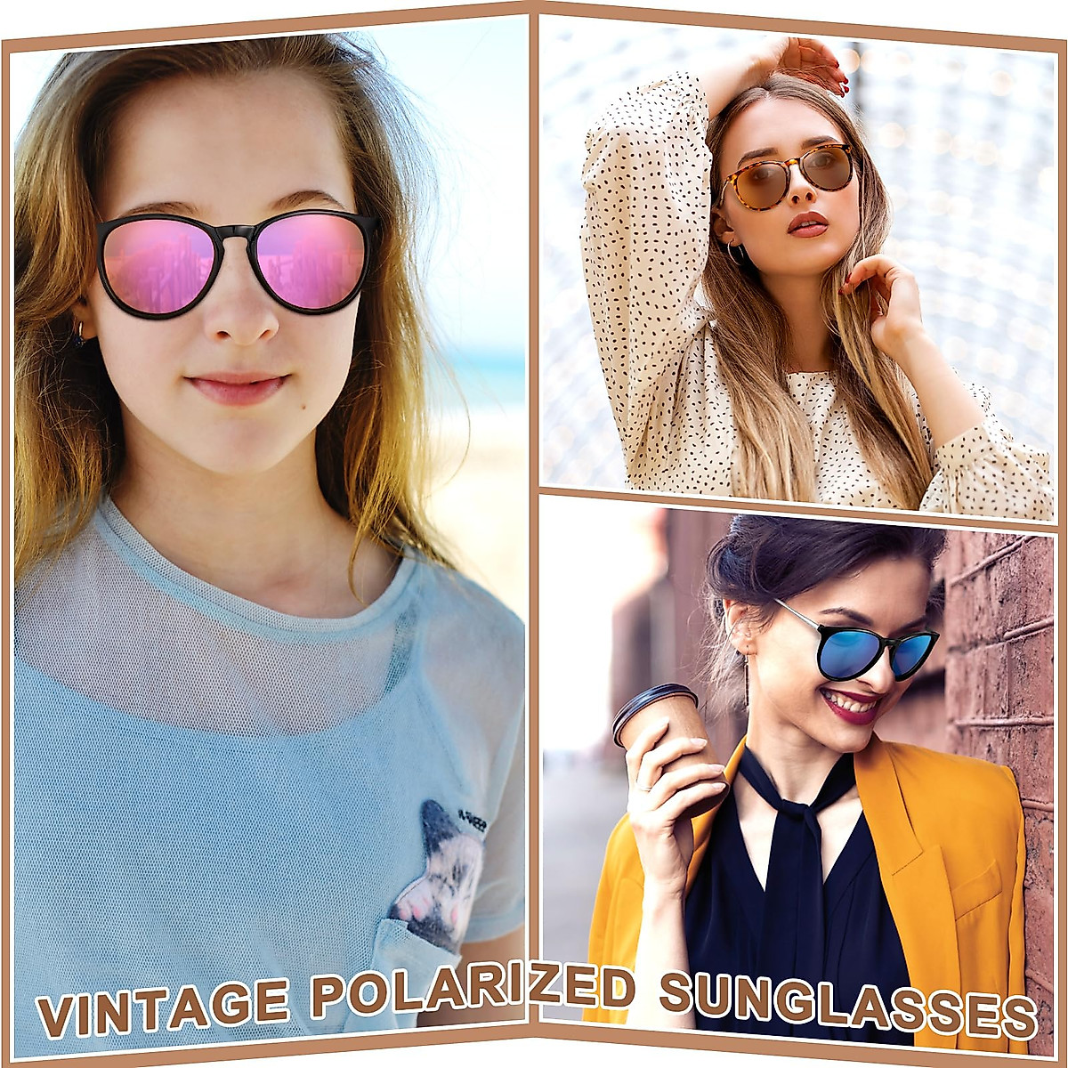 HEQU 4Pairs Vintage Round Sunglasses for Women Men Fashion Ladies Sunglasses Classic Retro Trendy Lightweight Circle Frame Sun Glasses UV400 Protection