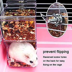 Lucky Interests 2 pcs Hamster Automatic Feeder 300ml, Hamster Food Dispenser with Brackets Small Animals Food Bowl for Dwarf Hamster Guinea Pig Chinchilla Gerbil Bird Hedgehog Ferret with 2 Spoon
