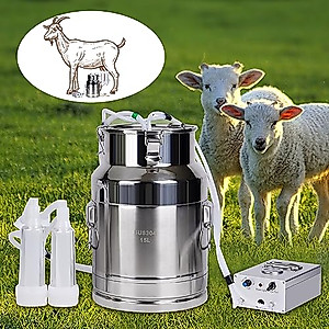 NAOEDEAH Electric Goat Milking Machine for Goat Milker 15L Pulsating Automatic Portable Goats Milking Machine Electric Plug-in Adjustable Powerful Pulsation Vacuum Milker Machine (15L for Goat)