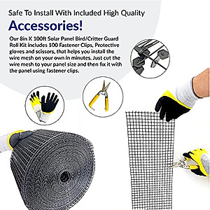 SAMU Critter Guard 8in x 100ft Premium Solar Panel Squirrel Barrier with 100 Nylon Plastic Fastener Clips - Wire Mesh Panels PVC Coated Galvanized Steel Solar Panel Bird Wire Screen Protection