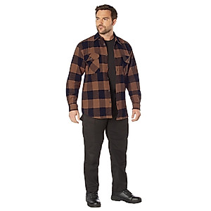 Rothco Buffalo Plaid Flannel Shirt - Rugged Comfortable and Warm Outdoor Shirt Jacket (US, Alpha, X-Large, Regular, Regular, Brown Plaid)