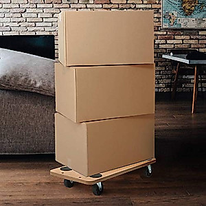 Factorduty 2 Pack of 23 X 11.5 Rectangle Wood Platform Dolly Dollies Furniture Dolly Mover Carrier Dolly Cart 500-LB Load Rating 3 Inch Wheel Pack of 2