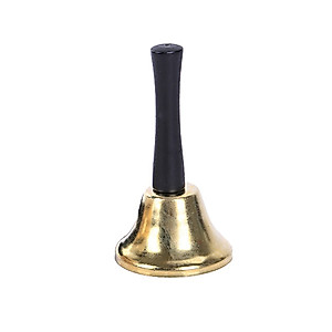 Dzrige Christmas Hand Bell Santa Hand Bell,Super Loud Solid Brass Hand Call Bell with Wood Handle,4.7 Inch Handbell for Christmas,Weddings,Church,School,Service,Game