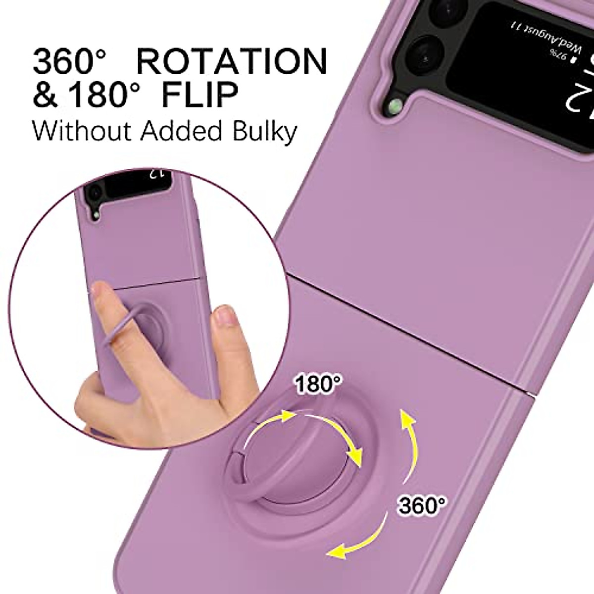 BENTOBEN Galaxy Z Flip 4 5G Case, Slim Silicone Kickstand, Shockproof Protective Bumper for Women, 6.7 inch, Purple