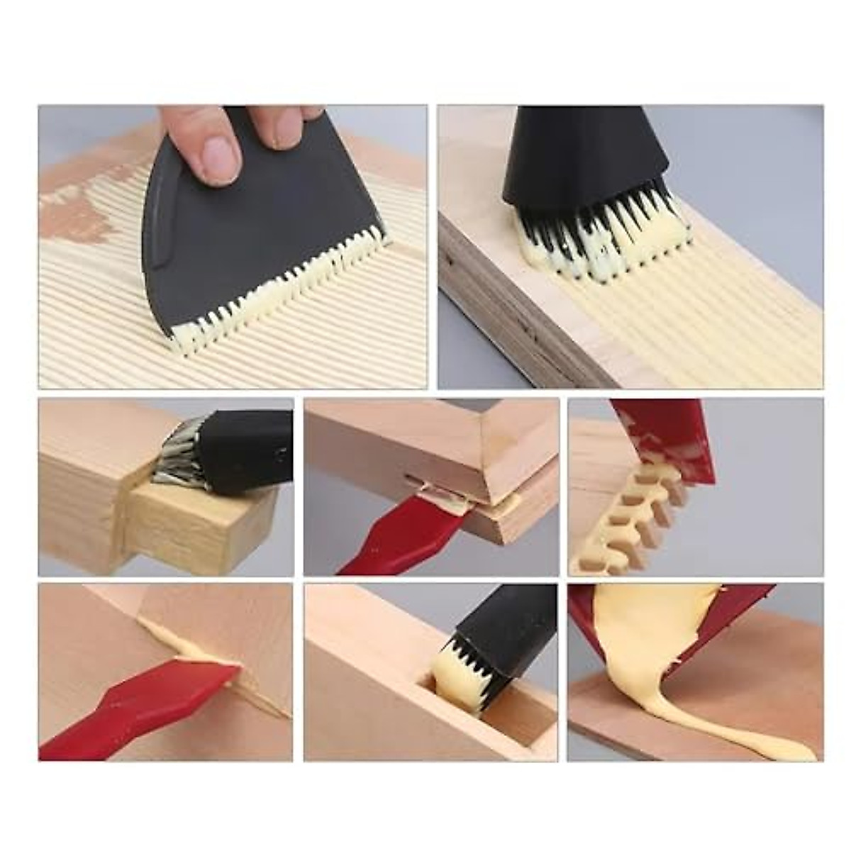 Evwoge 4Pc/Set Woodworking Glue Brush Tool Kit Silicone Soft Glue Brush Flat Scraper Glue Tray Gluing Scraper Woodworking Tools