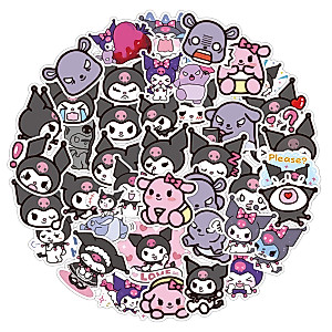 Kuromi Stickers for Laptop and Computer【50 PCS】Anime Cartoon Waterproof Vinyl Stickers for Water Bottle Car Bumper Luggage,Cute Graffiti Decals for Teens Girls Boys (Kuromi)